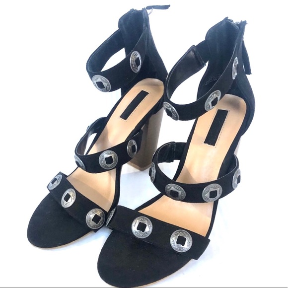 Forever 21 | Shoes | Forever 2 Boho Embellished Strappy Block Heels ...